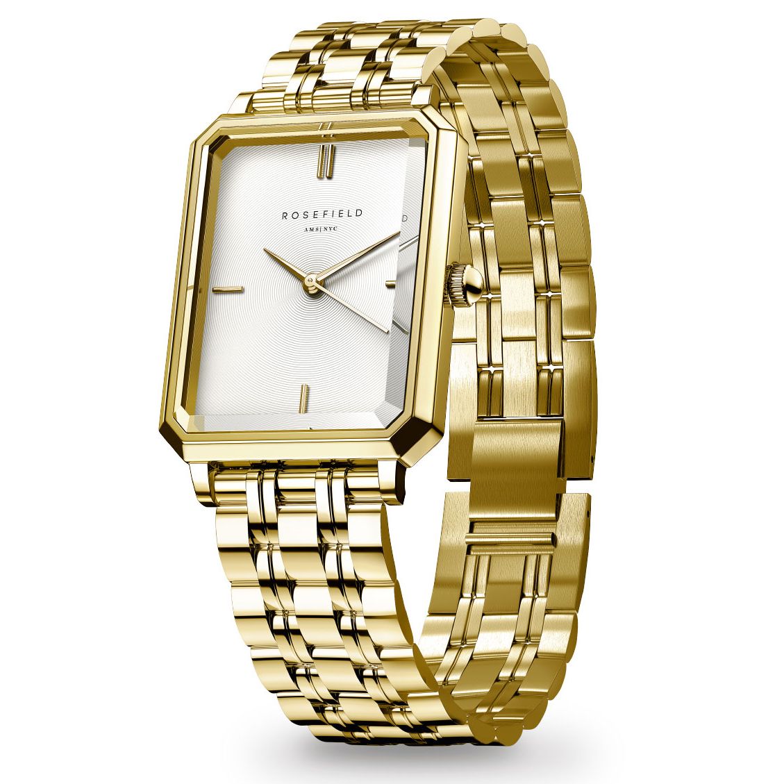 Rosefield The Octagon XS White Sunray Steel Gold OWGSG-O60 ...