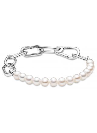 Pandora Moments Freshwater Cultured Pearl Blue Cord Chain armband ...