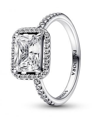 Pandora Timeless Non-stackable Blue Rectangular Three Stone Sparkling ...