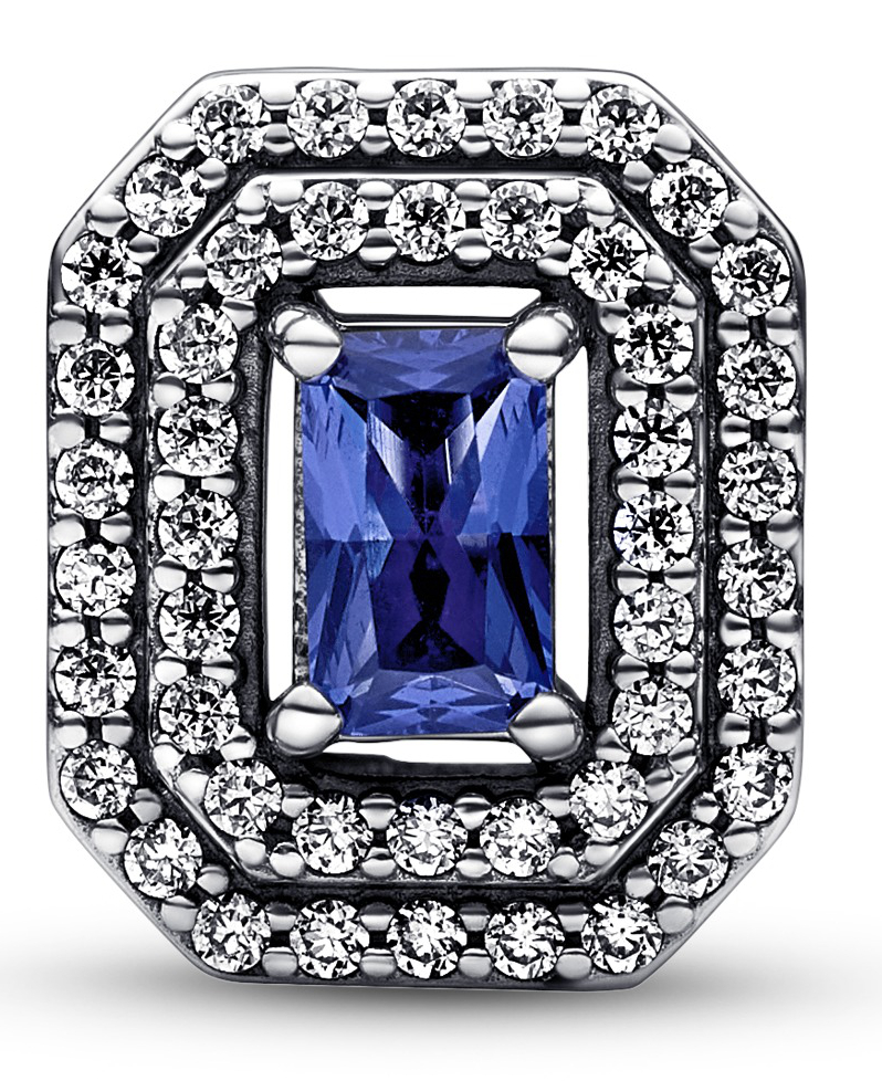 Pandora Timeless Blue Sparkling Levelled Rectangular berlock 792385C01 ...
