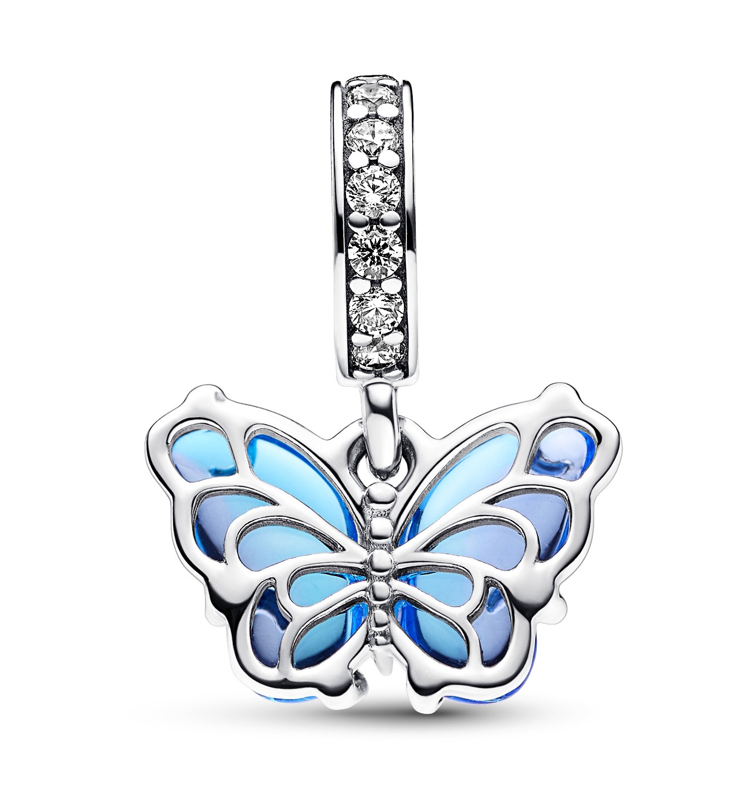 Pandora Moments Blue Murano Glass Butterfly Dangle berlock 792698C01 ...