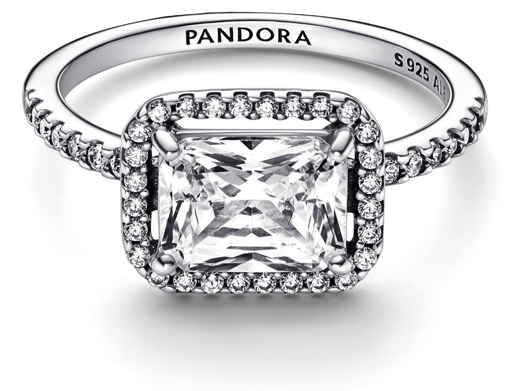 Pandora Timeless Stackable Rectangular Sparkling Halo ring 192391C01 ...