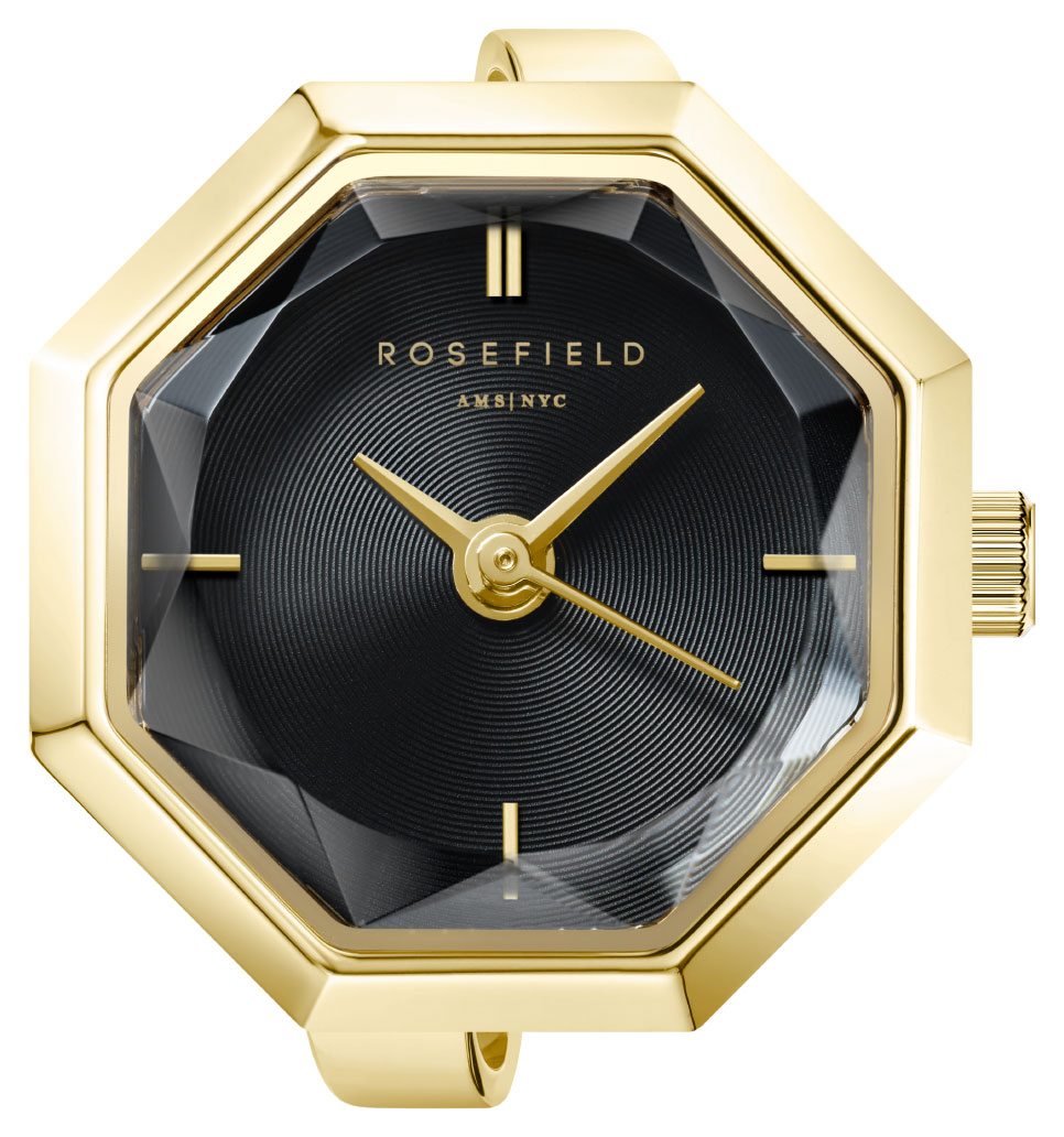 Rosefield The Studio Octagonal Watch Ring Black Gold SBGSG-O67 ...